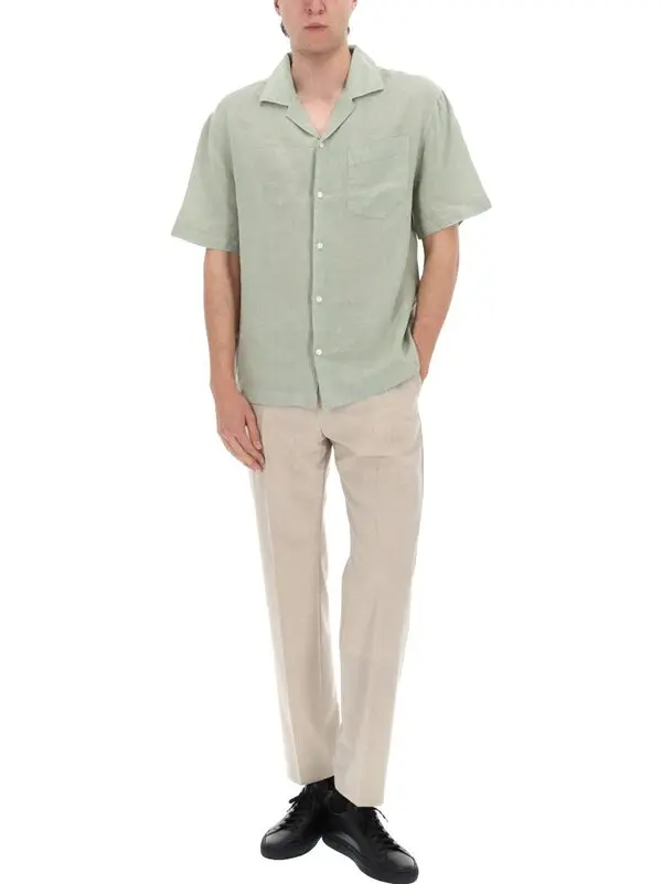 Hugo Linen Button-up Shirt For - Green