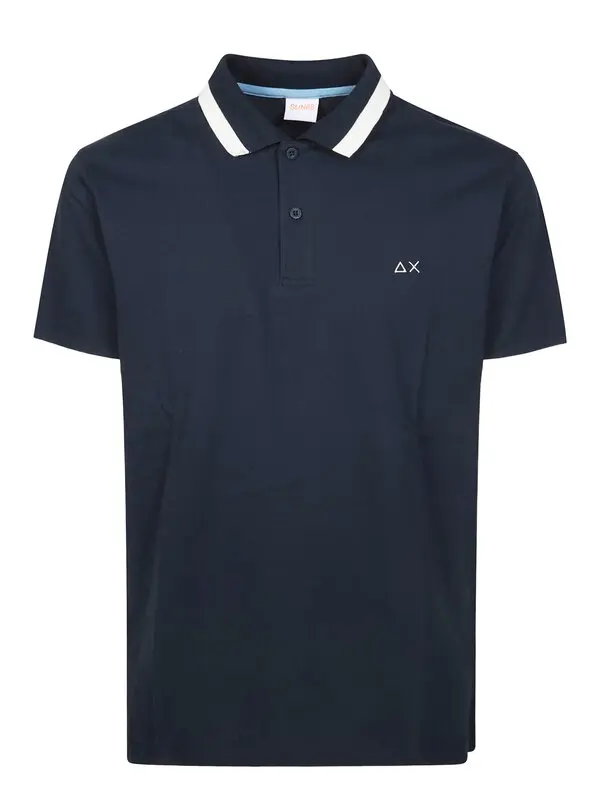 SUN 68 Contrast Trim Polo For - Blu