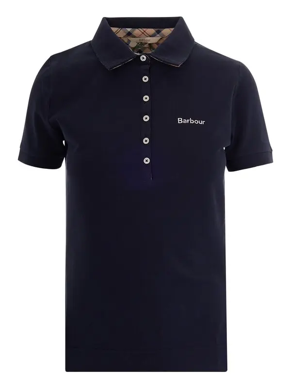 Barbour Classic Polo Shirt With Spread Collar - Navy/hessian