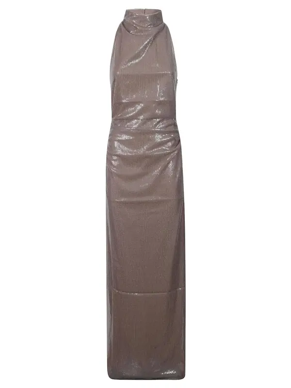 ROTATE BY BIRGER CHRISTENSEN High-neck Side Zip Dress - Marrone