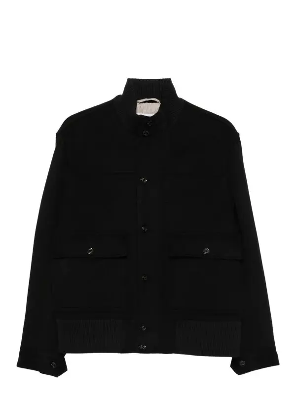 LARDINI Wool-cashmere Jacket With Button & Zip Closure - Nero