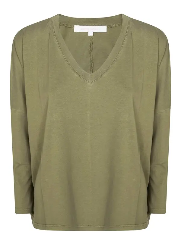ABSOLUT CASHMERE. Absolut Cashmere V-neck Cotton Mini Top - Verde