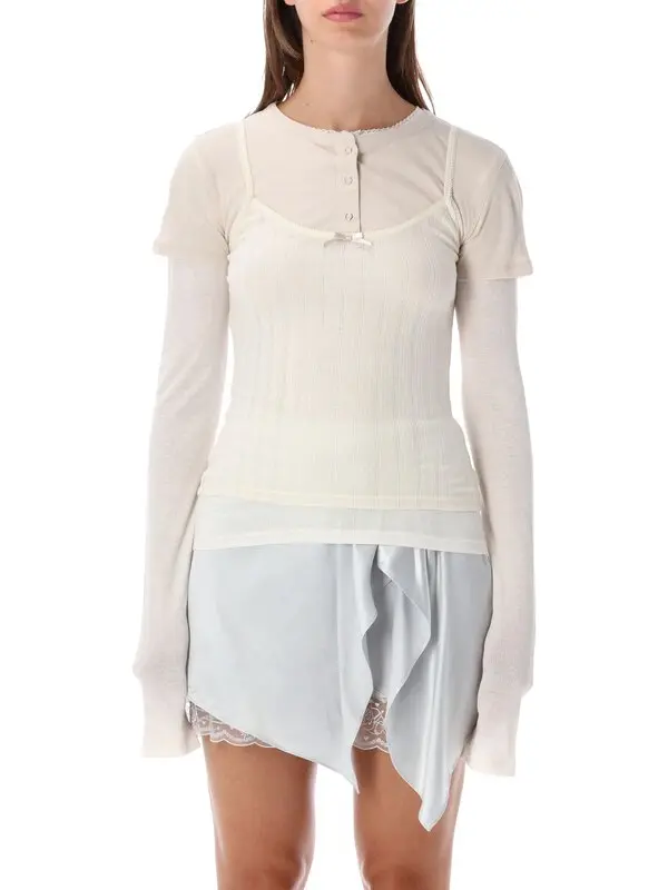 Acne Studios Layered Ribbed Long Sleeve Top - White Off White