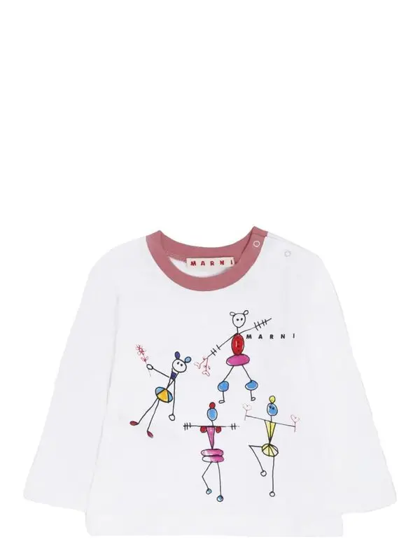 Marni Baby Girls Stylized Logo Cotton T-shirt - Multicolour