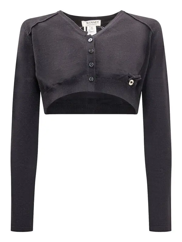 Twin-set Stylish Logo Cardigan For All Seasons Reference Months - Nero