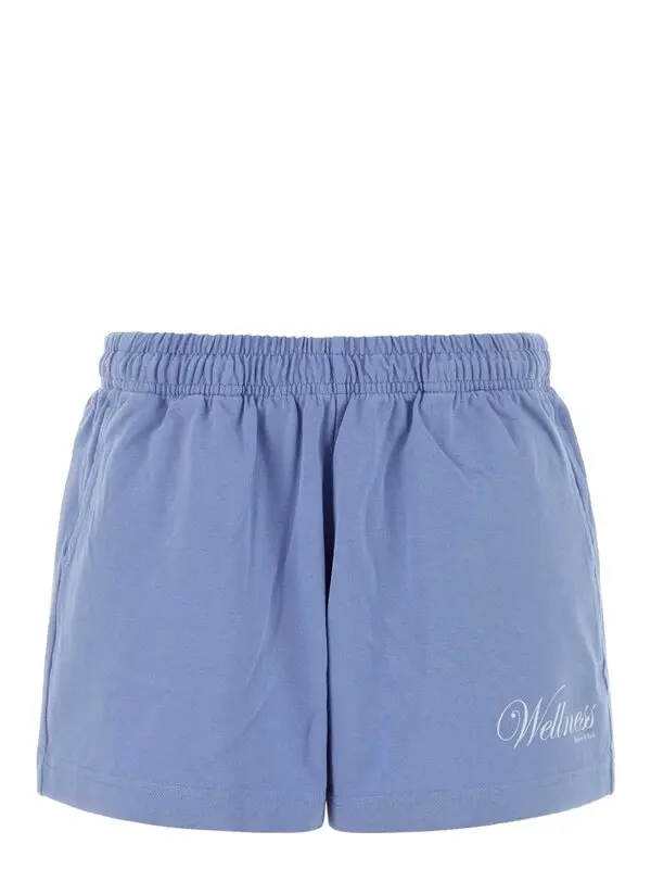 Sporty & Rich Cotton Elasticated Waist Shorts - Light Blue