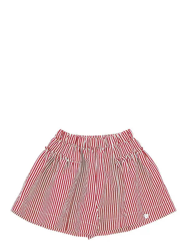 Monnalisa Striped Mini Shorts With Elasticated Waistband - Red