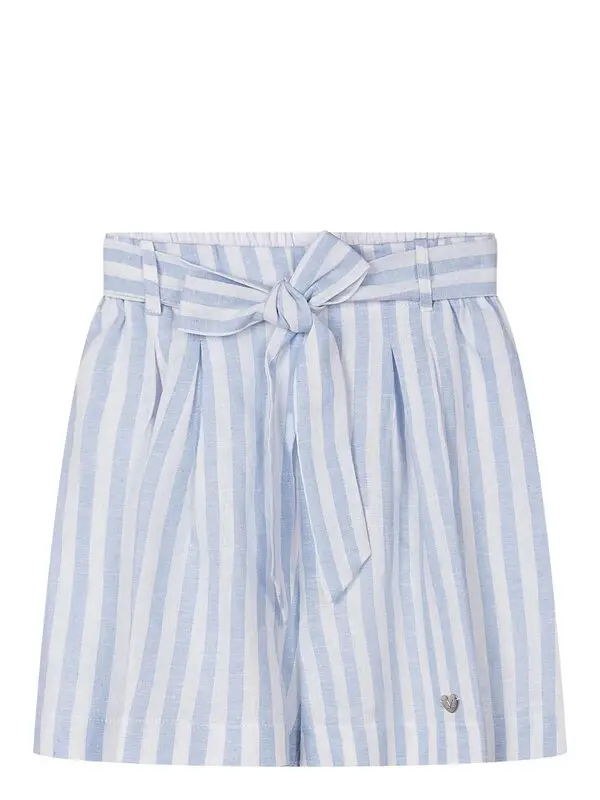 Monnalisa Striped Tie Detailed Shorts - Bianco/celeste