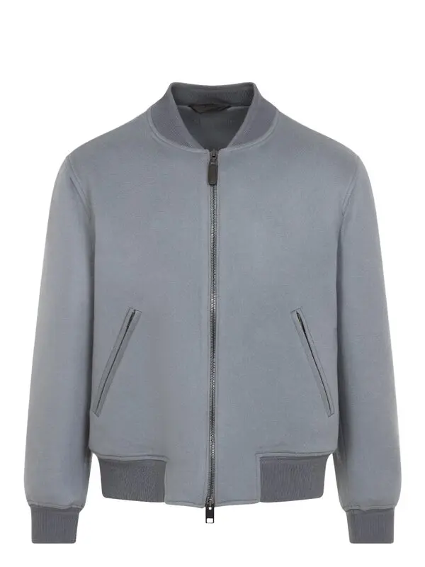 Brioni Wool & Cashmere Knit Bomber Jacket - Metallic
