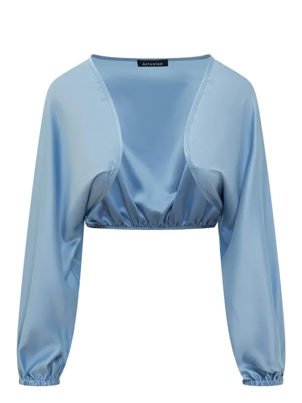 ACTUALEE Mini Print Button-up Shirt - Cielo
