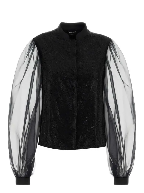 Giorgio Armani Satin Silk Shirt For - Black