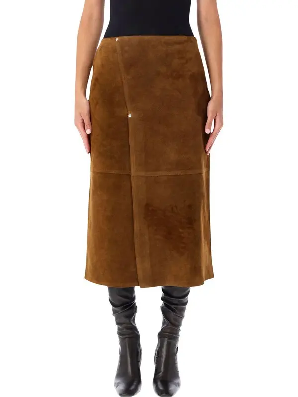 Studio Nicholson Suede Leather Midi Skirt - Beige