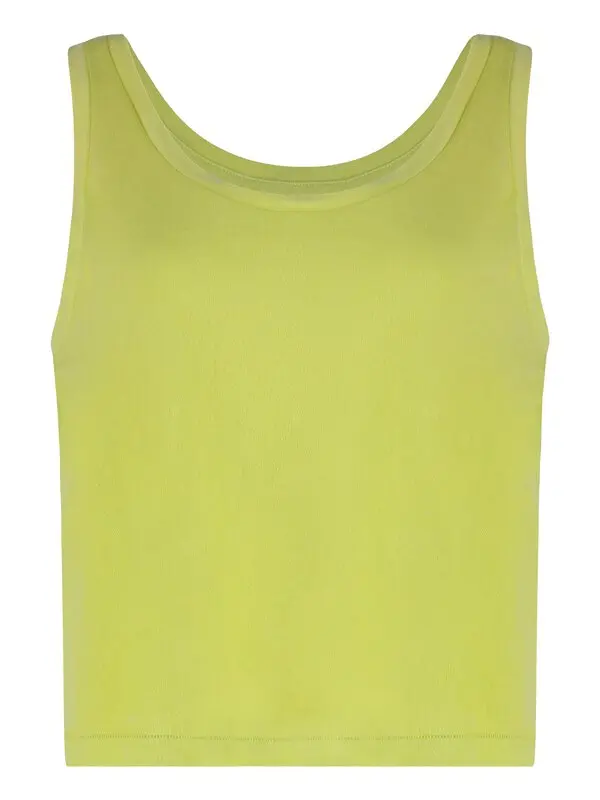 The Great. Ribbed Edge Cotton Tank Top Mini - Green
