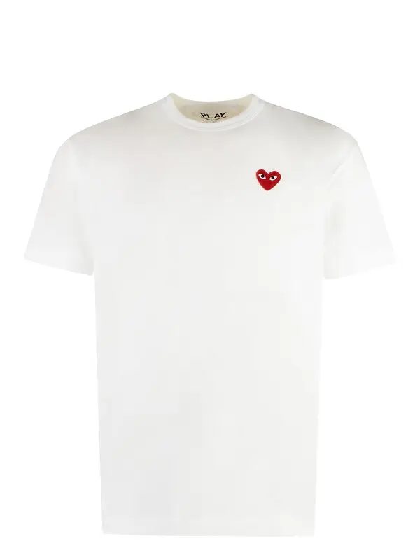 Play Comme Des Garcon Logo Cotton T-shirt - White