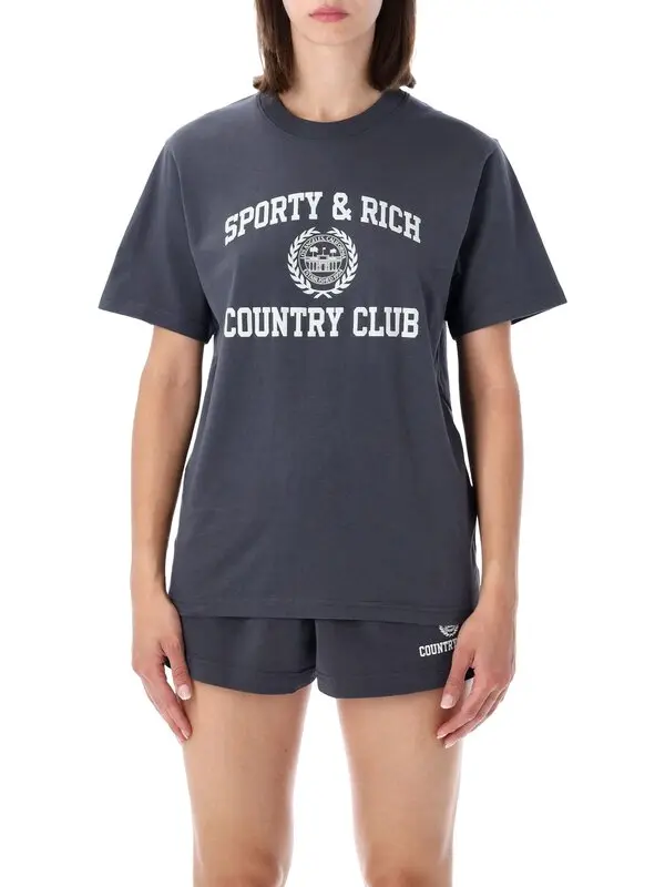 SPORTY & RICH Sporty Polo T-shirt - Carbon Choco