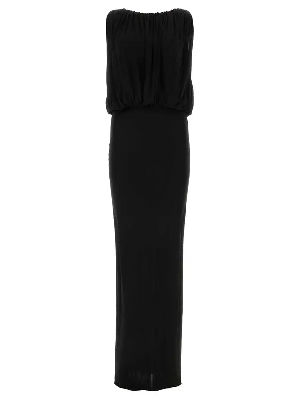 Saint Laurent V-neck Long T-shirt Dress - Black