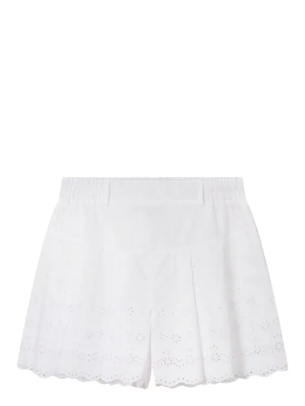 Monnalisa White Eyelet Cotton Poplin Shorts - Bianco