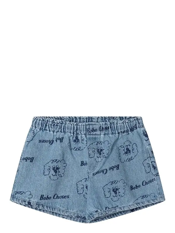 BOBO CHOSES Mini Paint-stamped Shorts - Prussian Blue