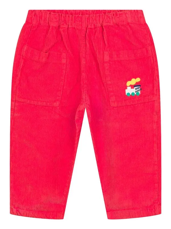 BOBO CHOSES Mini Trousers With Train Print - Rosso