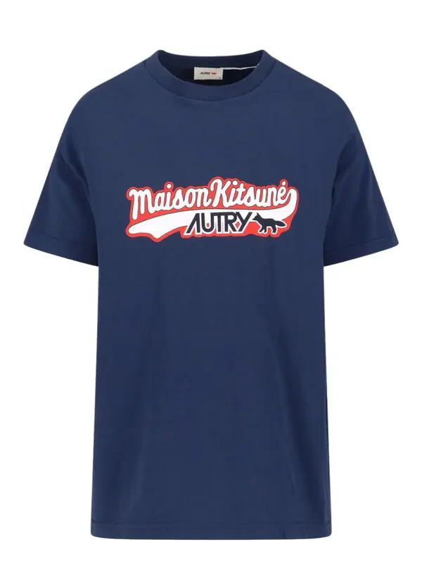 AUTRY 100% Cotton Crewneck T-shirt - Blue