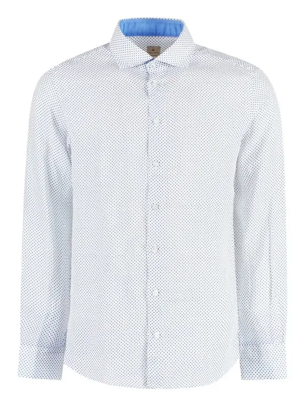 BASTONCINO Printed Cotton Shirt With Decorative Charms Detail - White