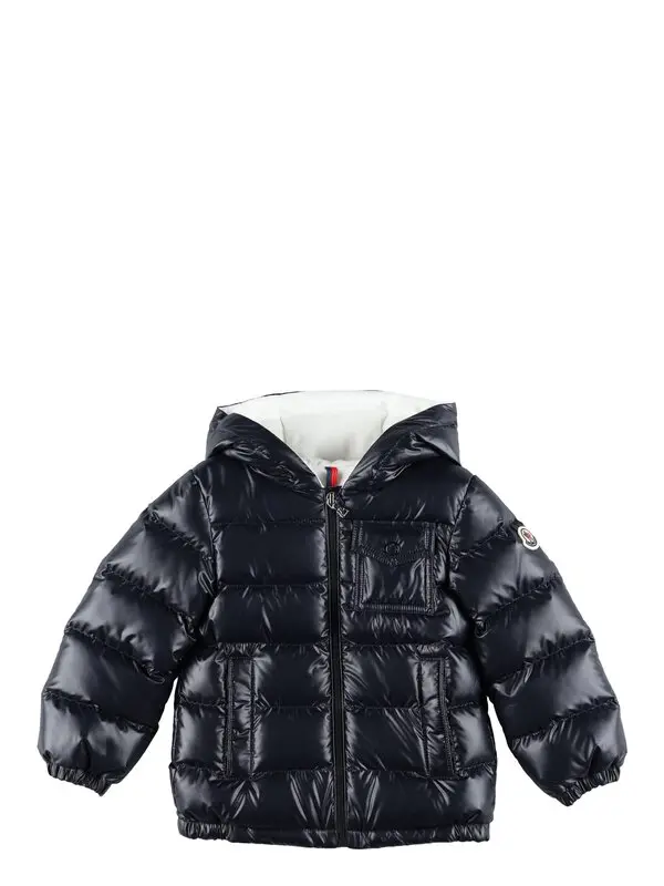 Moncler Mini Hooded Glossy Down Puffer Jacket - Blu