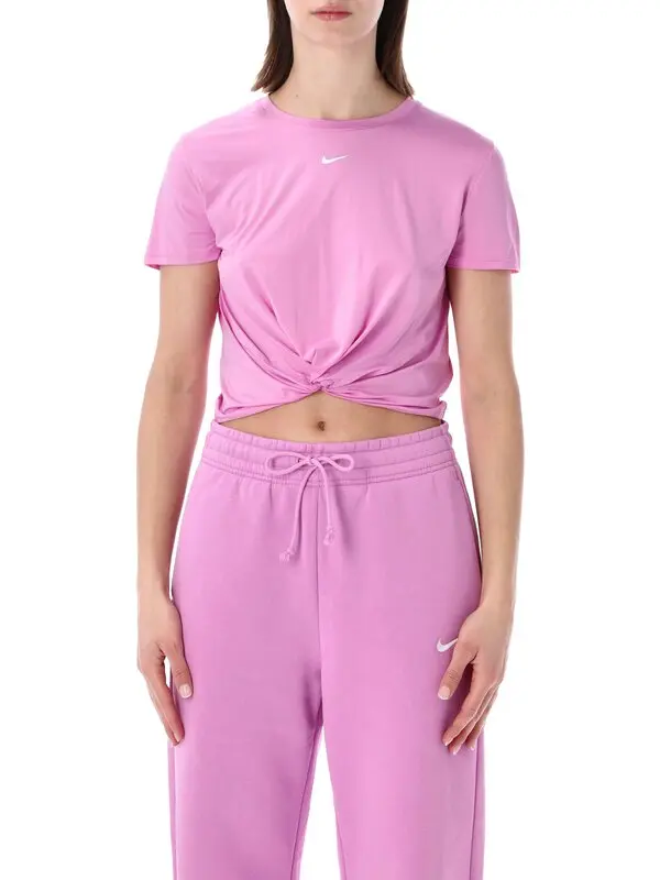 Nike Essential Short-sleeve Top With Front Knot Detailing - Magenta