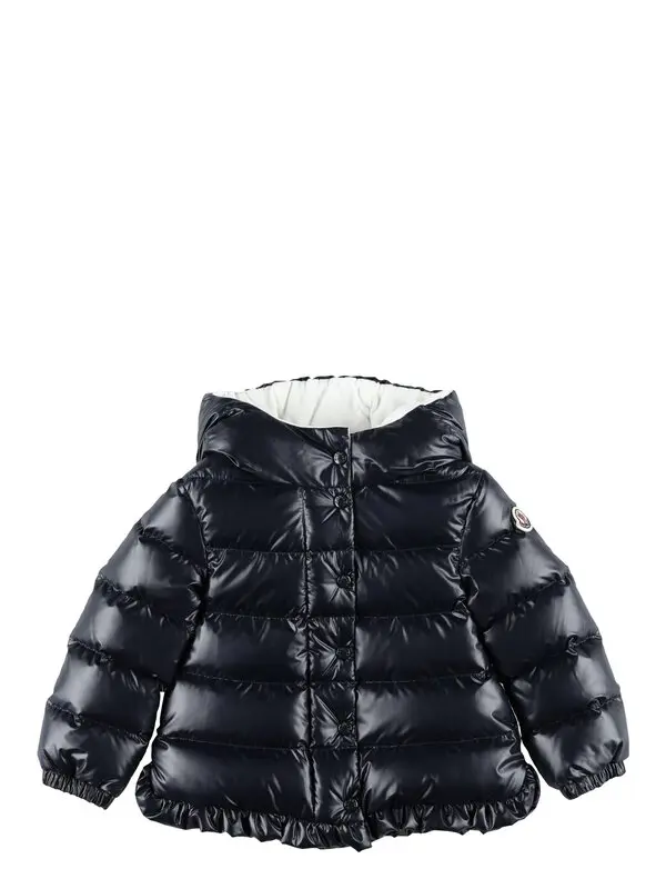 Moncler Mini Tazui Recycled Polyester Down Jacket With Ruffle Hem - Blu
