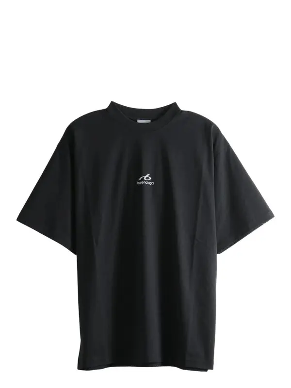 Balenciaga Oversized Graphic Cotton T-shirt - Black