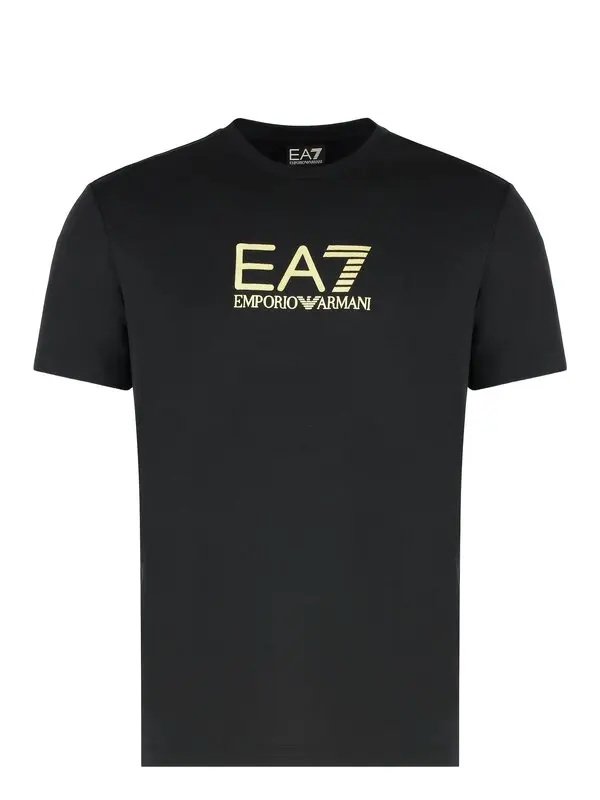 EA7 Logo Print T-shirt For - Black