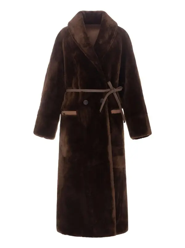 URBANCODE Belted Faux Fur Coat - Brown