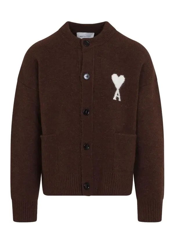 AMI Paris Alpaca Blend Button-up Cardigan - Brown
