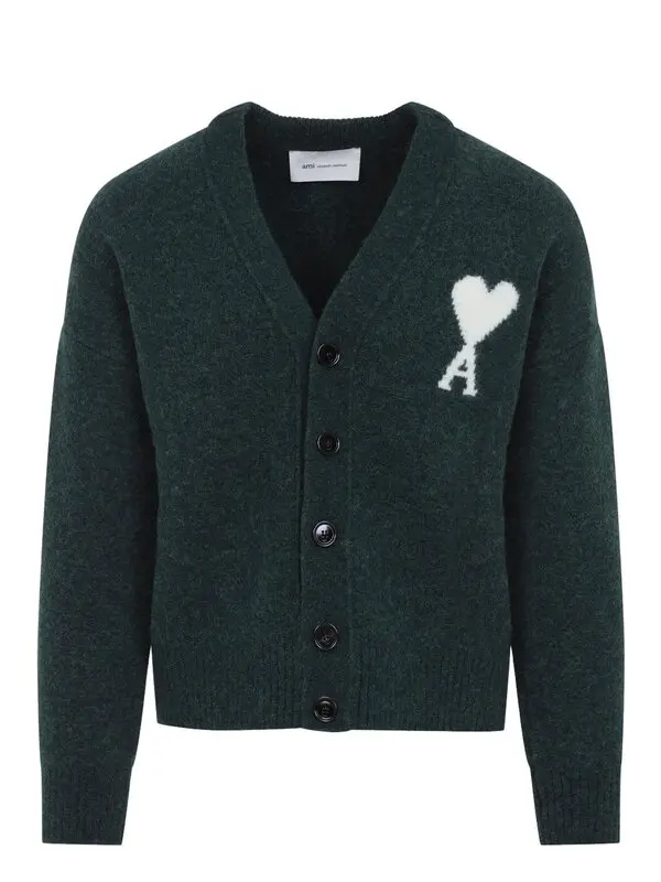 AMI Paris Alpaca Blend Button-up Cardigan - Green