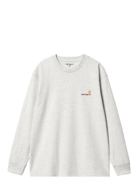 Carhartt Work In Progress Long Sleeve American Script T-shirt - Ashheather