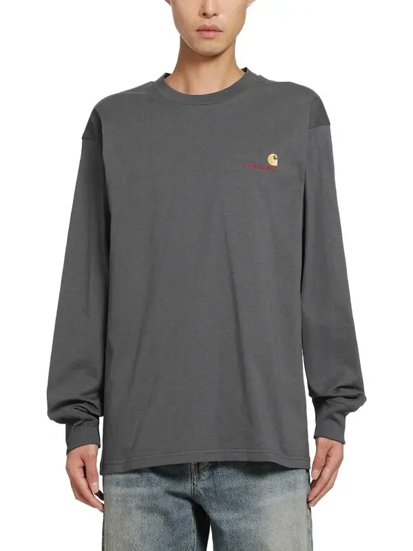 Carhartt Work In Progress Long-sleeve American Script T-shirt - Graphite