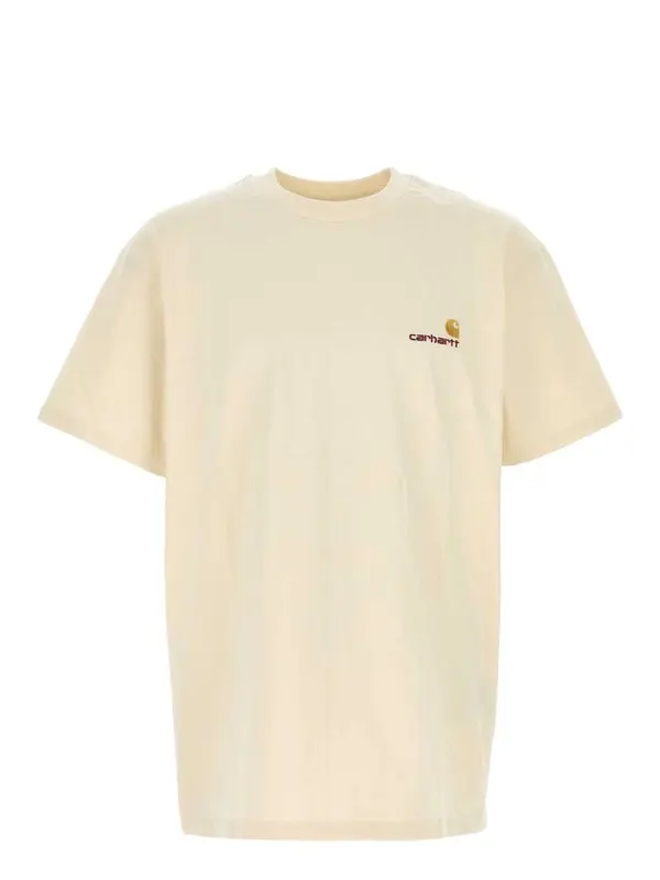 Carhartt Work In Progress Short-sleeve Cotton T-shirt With American Script Logo - Yellow