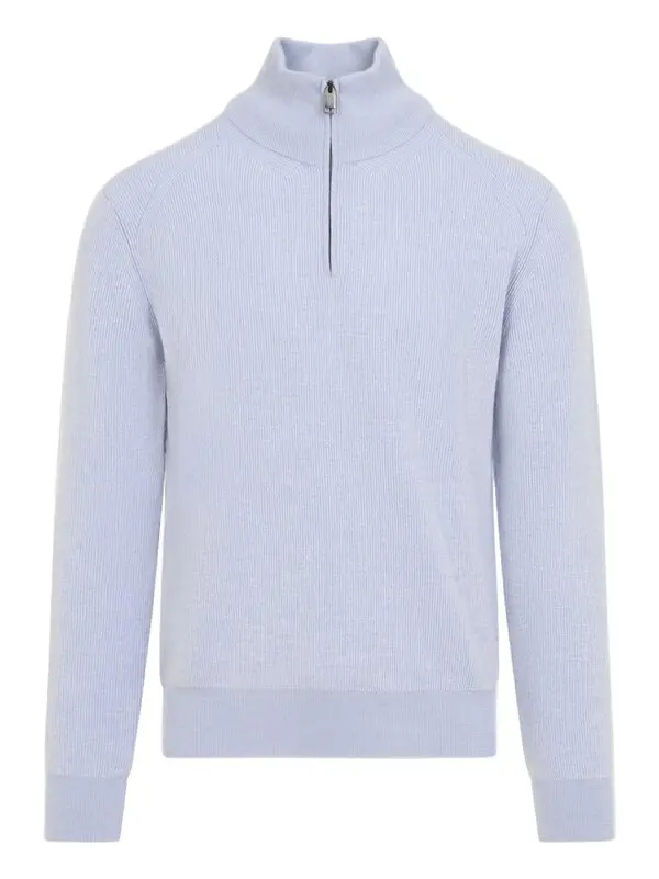 Brioni Cashmere Half-zip Sweater - Blue