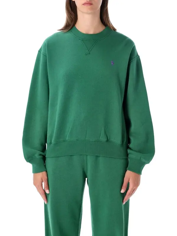 Polo Ralph Lauren Cotton Fleece Sweatshirt With Embroidered Pony - Verde
