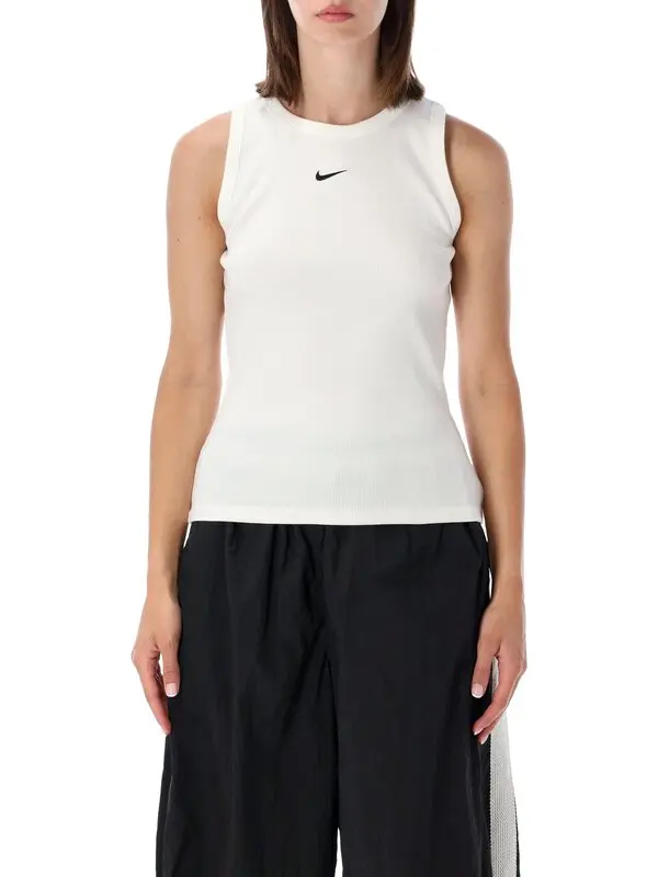 Nike Ribbed Crewneck Performance Tank Top - Bianco