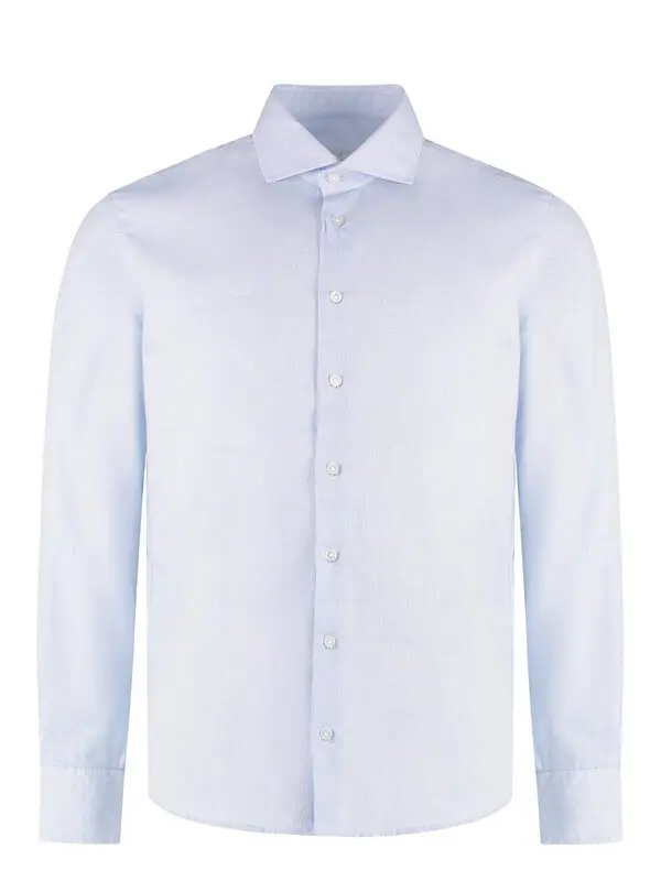 BASTONCINO Rounded Hem Cotton Shirt - Light Blue