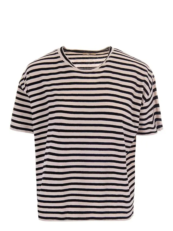 SESSUN Striped Crewneck T-shirt - Sandblack