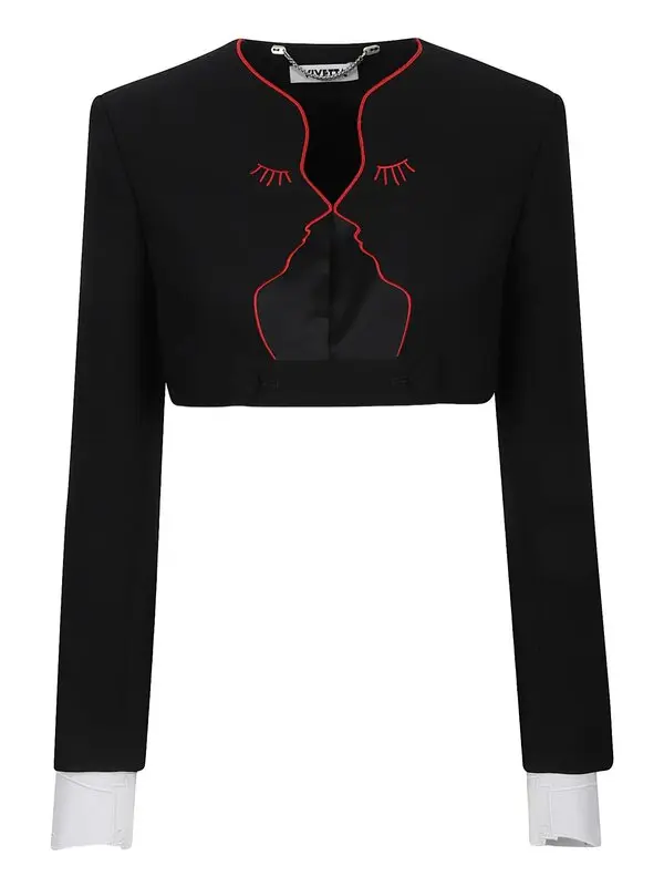 Vivetta Embroidered Crepe-back Satin Jacket - Black