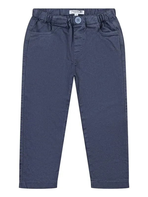 L'ORSOBRUNO Cotton Blend Elasticated Waist Trousers - Blu