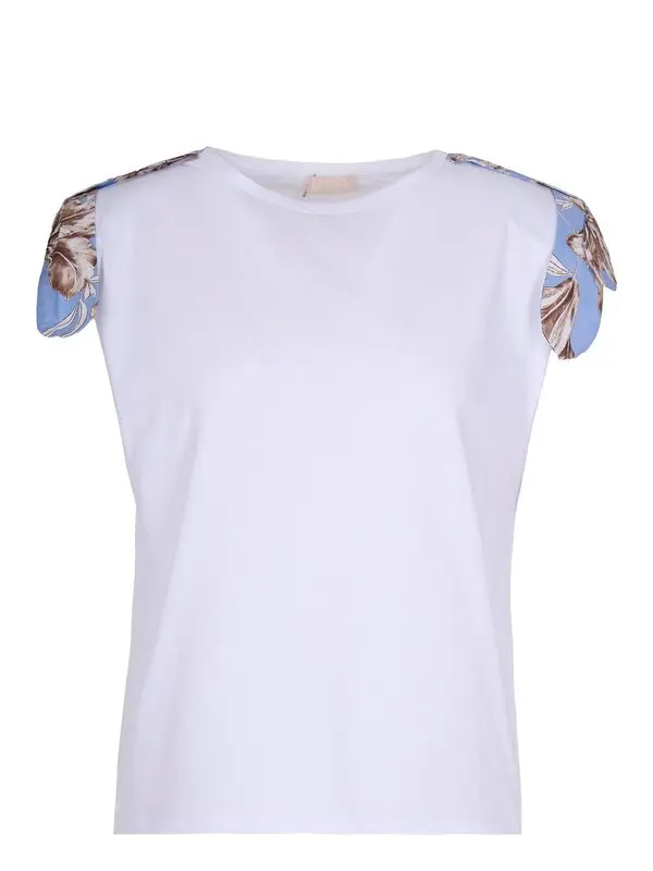 Liu Jo Elegant Wave Lily" T-shirt - Bco/br.bl.wave Lily