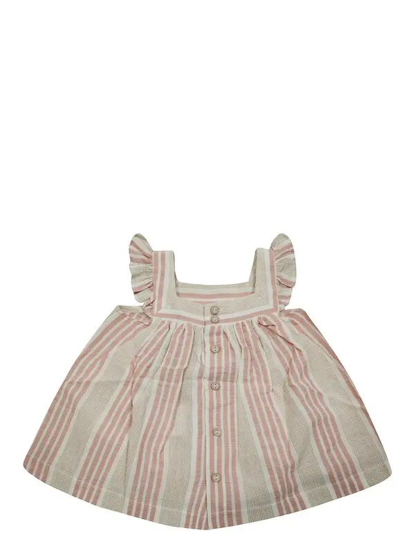 1+IN THE FAMILY Ruffled Striped Linen Mini Tank Top - Rosa