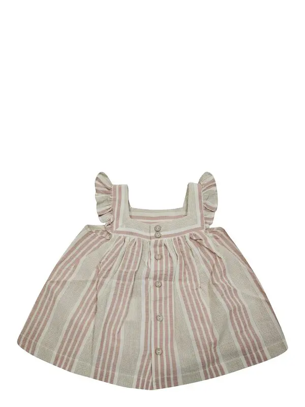 1+IN THE FAMILY Ruffled Striped Linen Mini Tank Top - Rosa