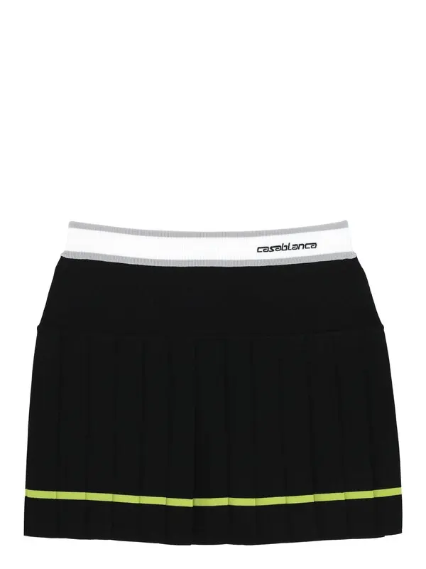 Casablanca Logo Patch Striped Pleated Mini Skirt - Verde