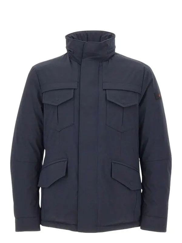 Peuterey Stretch Polyester Quilted Coat With Nylon Lining - Navy