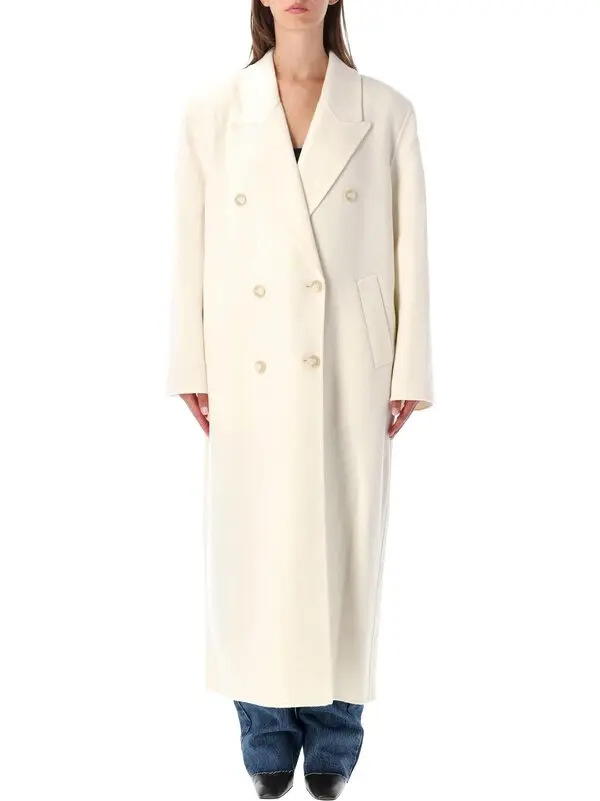 THE FRANKIE SHOP Double-breasted Long Tailored Coat - Bianco