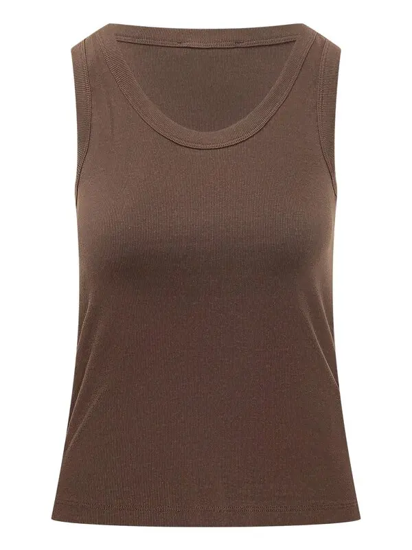 Max Mara Sleeveless Jacquard Motif Top - Cioccolato